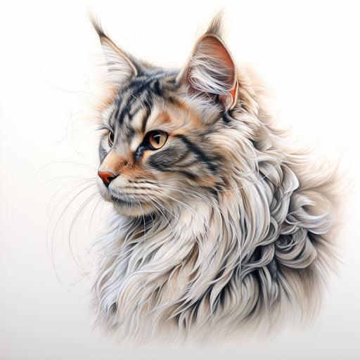 Drawing of Norwegian forest cat – IMAGELLA