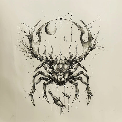Mythical Cancer constellation tattoo sketch with mythical creatures ...