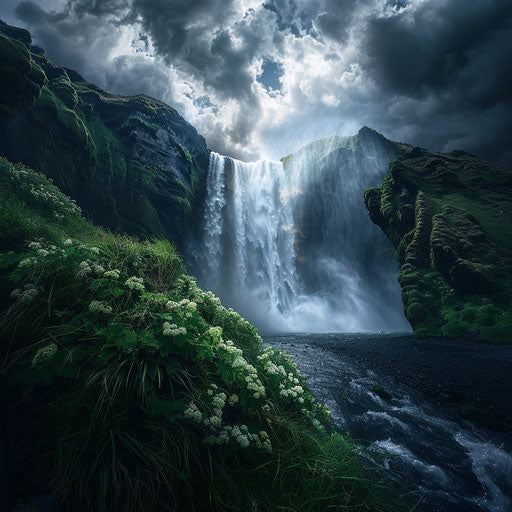 Waterfall with dramatic lighting and intense flow – IMAGELLA