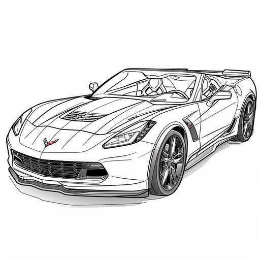 Bold outline of a Corvette convertible. Coloring book page – IMAGELLA