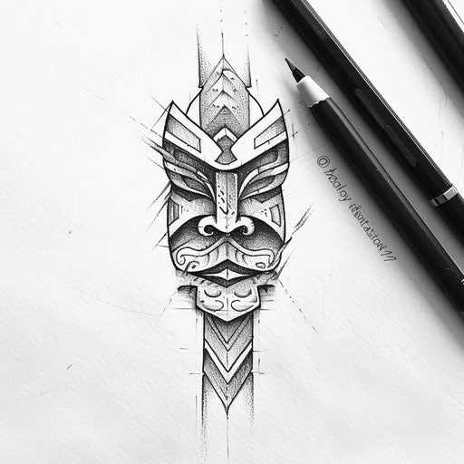 Minimalist tattoo sketch of a moko design with delicate shading – IMAGELLA