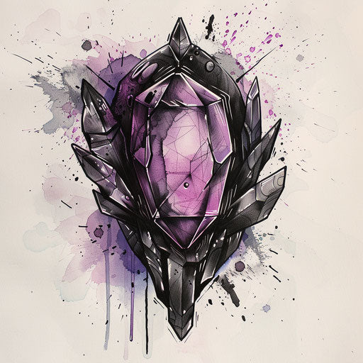 Stylish flat tattoo sketch with watercolor effects featuring an ...