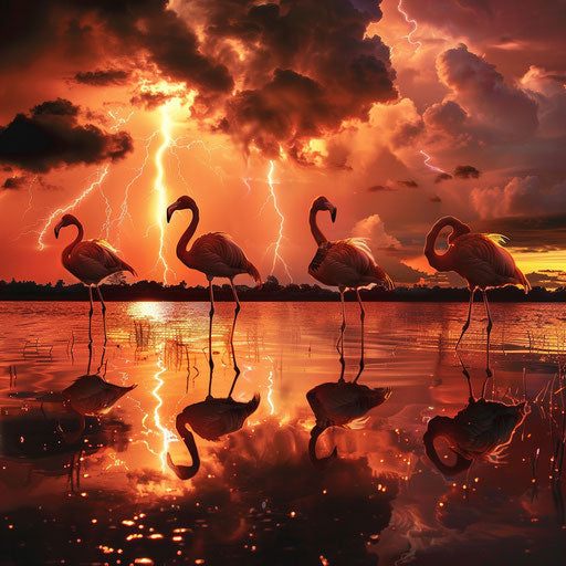 Flamingos in a lightning storm – IMAGELLA