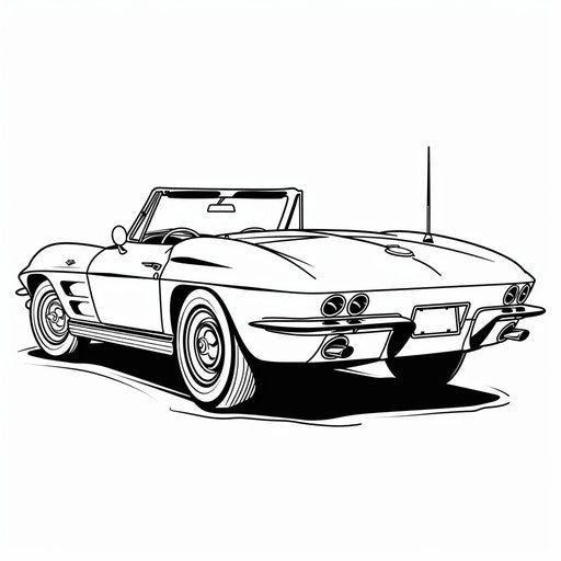 Outline drawing of a convertible Corvette – IMAGELLA