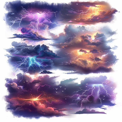 Realistic thunderstorm illustration on white background – IMAGELLA