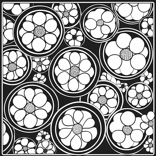 Floral pattern of overlapping circles. Coloring book page – IMAGELLA