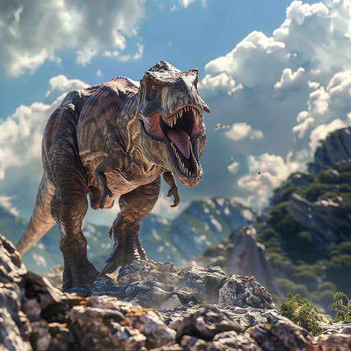 T-rex on a rocky prehistoric hillside – IMAGELLA