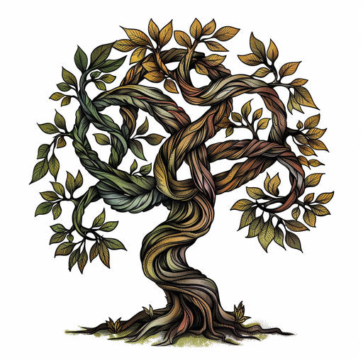 Intertwined family tree in flat tattoo style – IMAGELLA