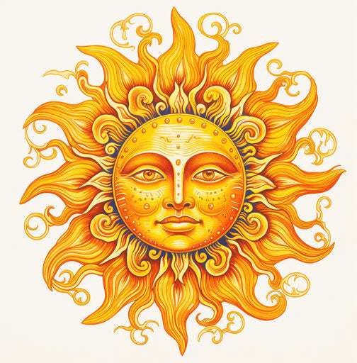 A sun with an orange face, renaissance 1960s style – IMAGELLA
