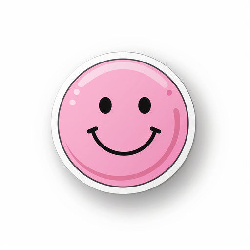 Pink smiley face sticker on white background without shadow – IMAGELLA