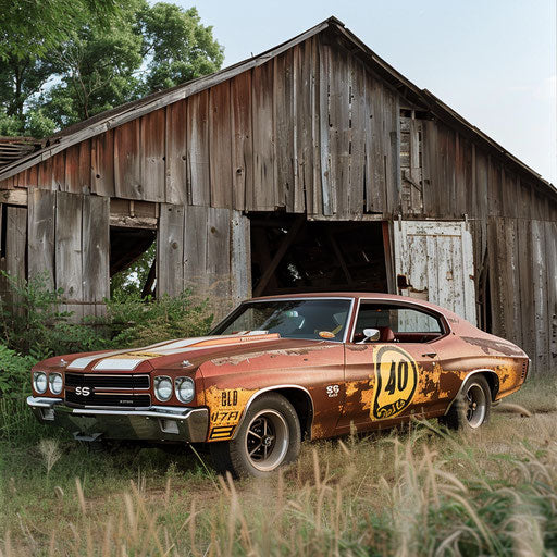 1977 Chevelle in front of an old barn – IMAGELLA