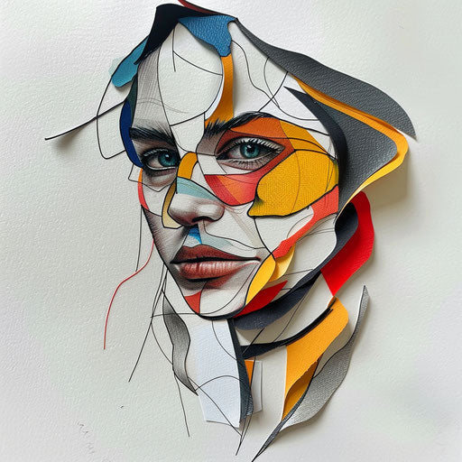 Abstract tattoo sketch with Freya in fragmented colorful shapes – IMAGELLA