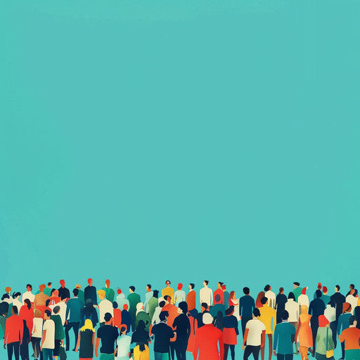 Realistic crowd clipart on flat turquoise background – IMAGELLA