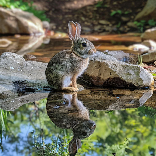 Rabbit's reflection in a crystal-clear pond – IMAGELLA