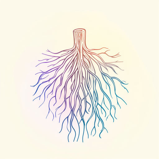 Flat tattoo sketch of a simple root outline with a soft gradient ...