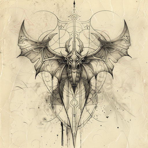 Hand-drawn tattoo sketch of Batok design with organic lines – IMAGELLA