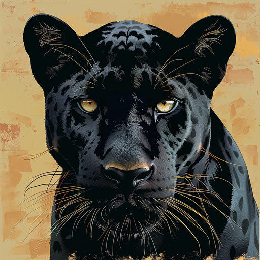 Panther illustration in photo realistic style with a flat random ...