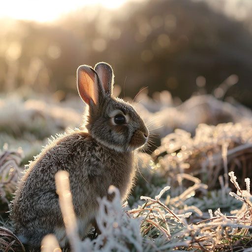 Alert rabbit on frosty morning with visible breath – IMAGELLA