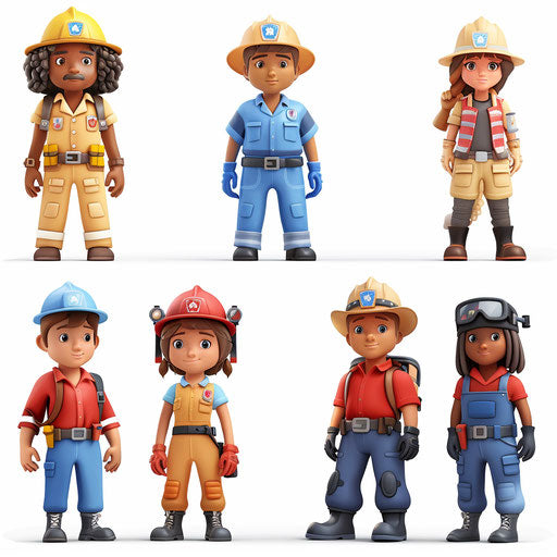 Photo-realistic community helpers clipart on white background – IMAGELLA