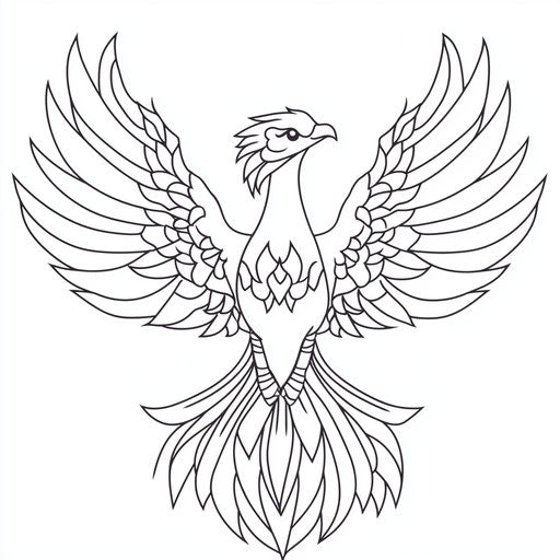 Simple phoenix for kids with bold lines in the style of Jen Bartel ...