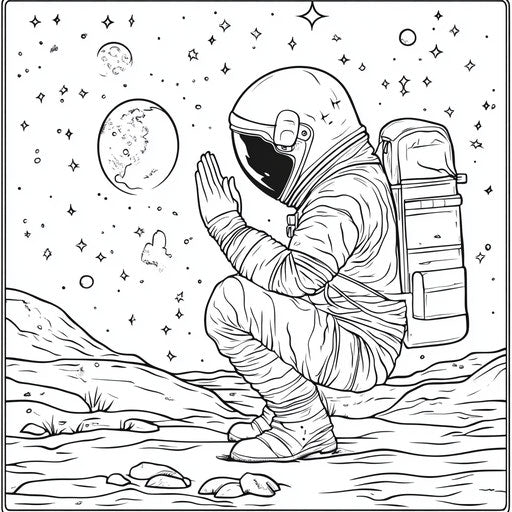 Astronaut praying in space, with Earth in the background, Jen Bartel ...