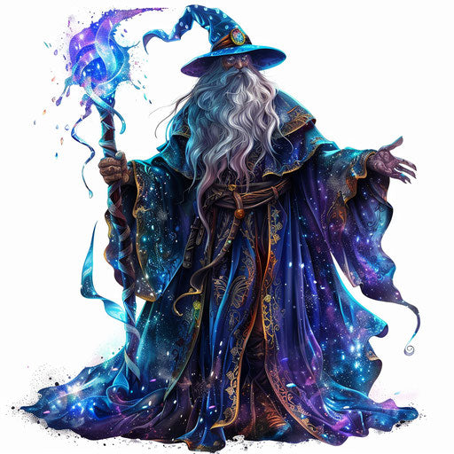Realistic wizard artwork on flat white backdrop – IMAGELLA
