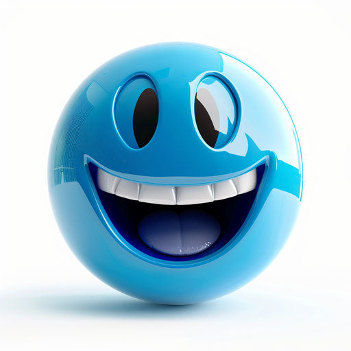 Shouting blue smiley face in clip art style, on white background – IMAGELLA