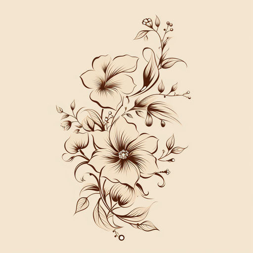 Floral illustration in beige tones, elegant inking style, classic ...