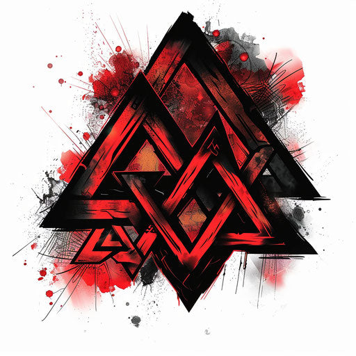 Beautiful Valknut tattoo design in vibrant red and black – IMAGELLA