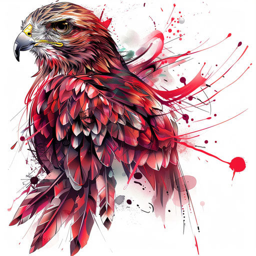 Modern hawk tattoo design with graphic elements and striking colors ...