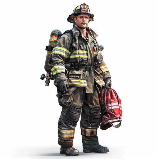 Realistic firefighter illustration with dynamic shadows – IMAGELLA