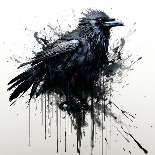 Crow on white background, frostpunk style, clever negative space use ...