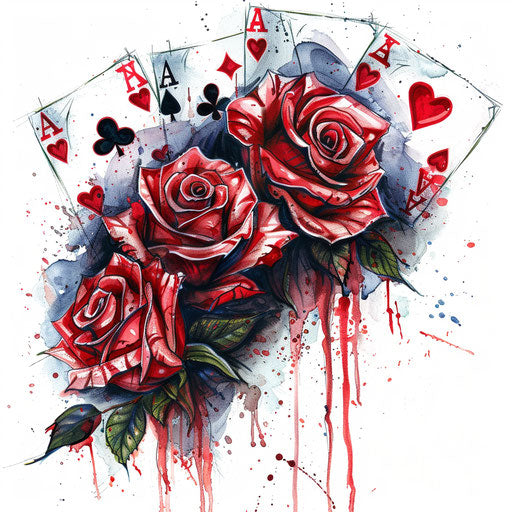 Playing cards painting red roses – IMAGELLA