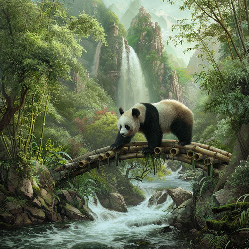 Majestic crossing of giant panda on bamboo bridge – IMAGELLA