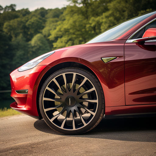 classic wire-spoke wheels of the Tesla Model 3 – IMAGELLA