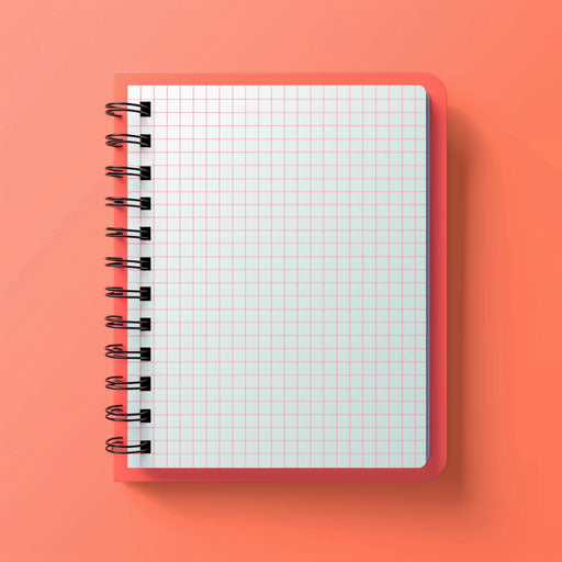 Realistic notebook with clip on flat vibrant coral background – IMAGELLA