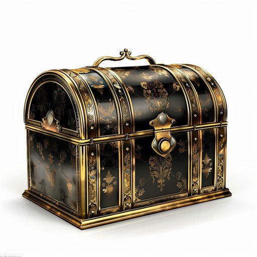 Realistic treasure box on flat white background – IMAGELLA