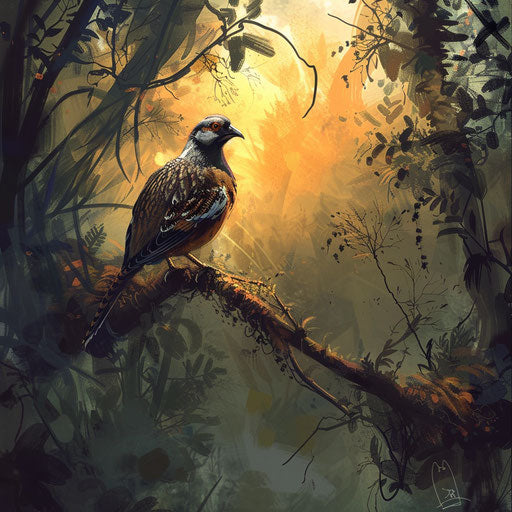 Quail on a branch in a forest – IMAGELLA