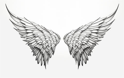 Geometric wings with outline pattern, in Chris Riddell's style – IMAGELLA