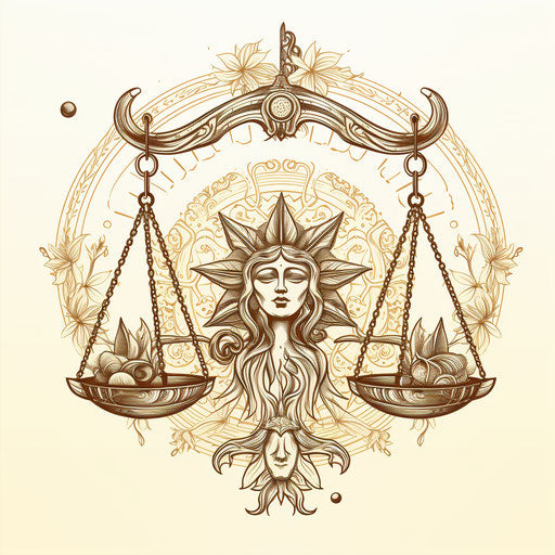 Libra and sun, hand-drawn vector illustration in health goth style ...