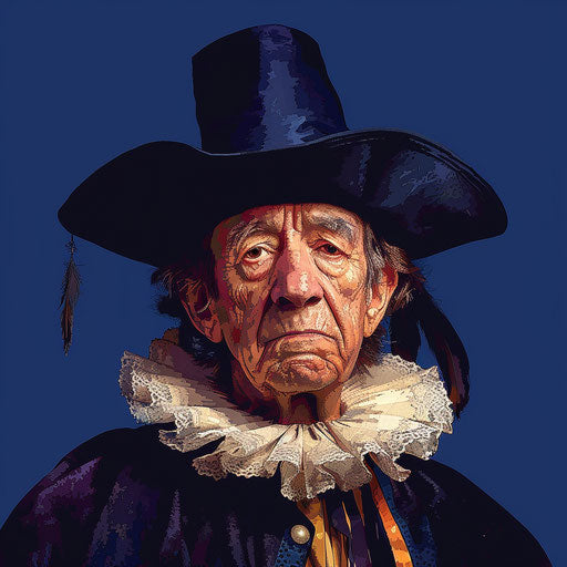 Realistic pilgrim clipart shining on flat royal blue – IMAGELLA