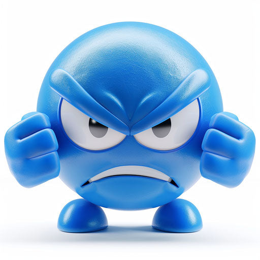 Angry blue emoji with white hands – IMAGELLA
