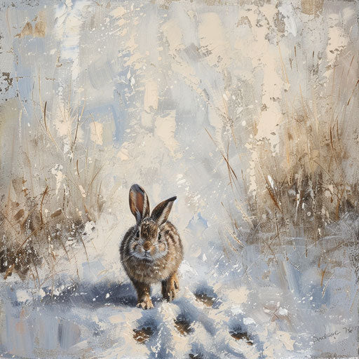Frosty morning, white-tailed rabbit leaving delicate footprints – IMAGELLA