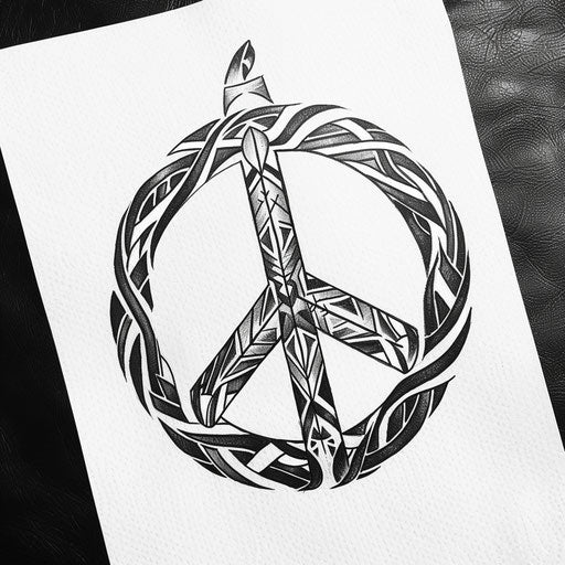 Sketch of traditional peace tattoo with detailed peace symbol adorned ...