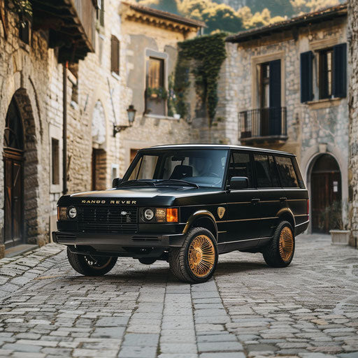 Vintage 1995 Range Rover with matte black finish and brass accents in ...