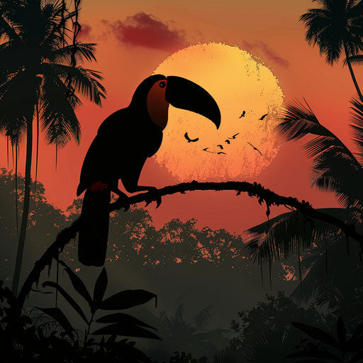 Toucan at sunset in the rainforest canopy – IMAGELLA