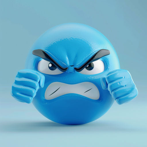 Angry blue smiley face with white hand – IMAGELLA