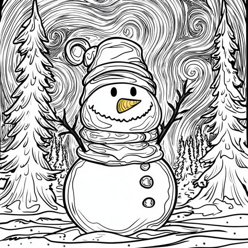 Snowman with northern lights, Butch Hartman style – IMAGELLA