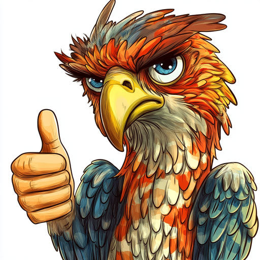 Humorous caricature of a hawk with human characteristics – IMAGELLA