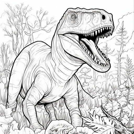Dinosaur coloring pages, playful and colorful style, accurate fauna and ...